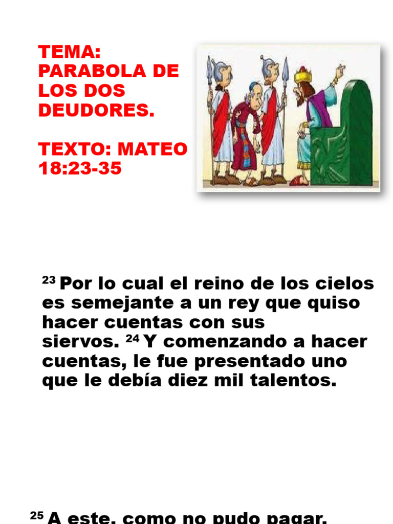 Tema Parabola de Los Dos Deudores | PDF | Pecado | Cristo (título)