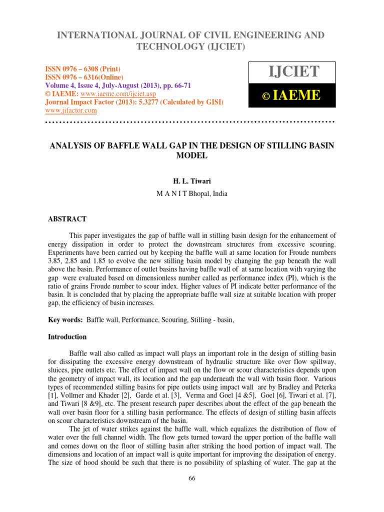 Analysis of Baffle Wall Gap in The Desig | PDF | Spillway | Pump
