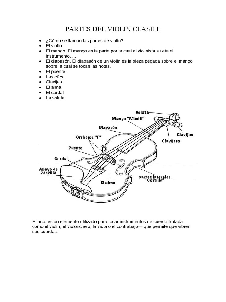 Partes Del Violin Clase 1 | PDF