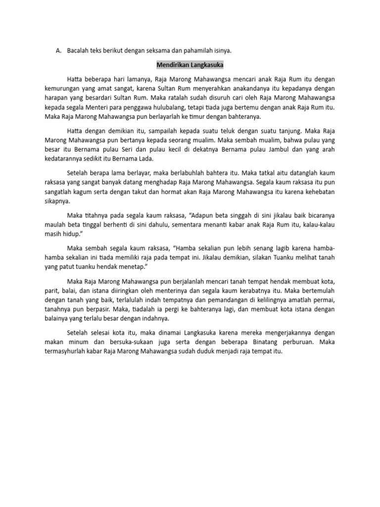 Hikayat Raja Marong Mahawangsa | PDF