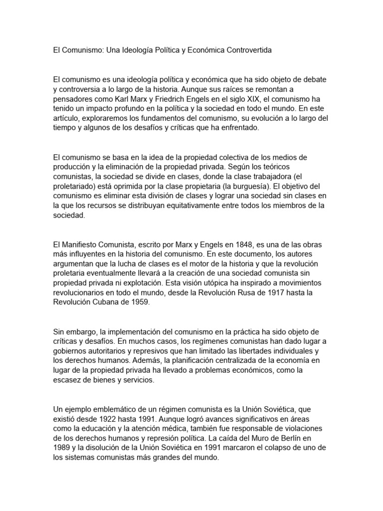 Comunismo: Historia y Desafíos | PDF | Comunismo | Karl Marx