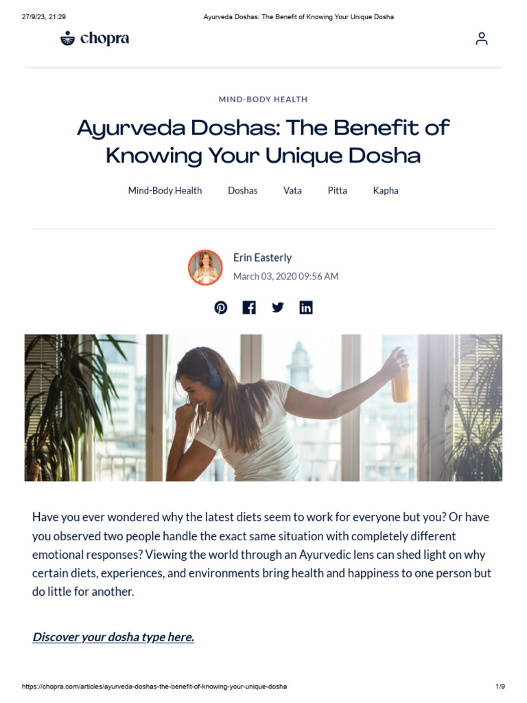Ayurveda Doshas - The Benefit of Knowing Your Unique Dosha | PDF | Ayurveda