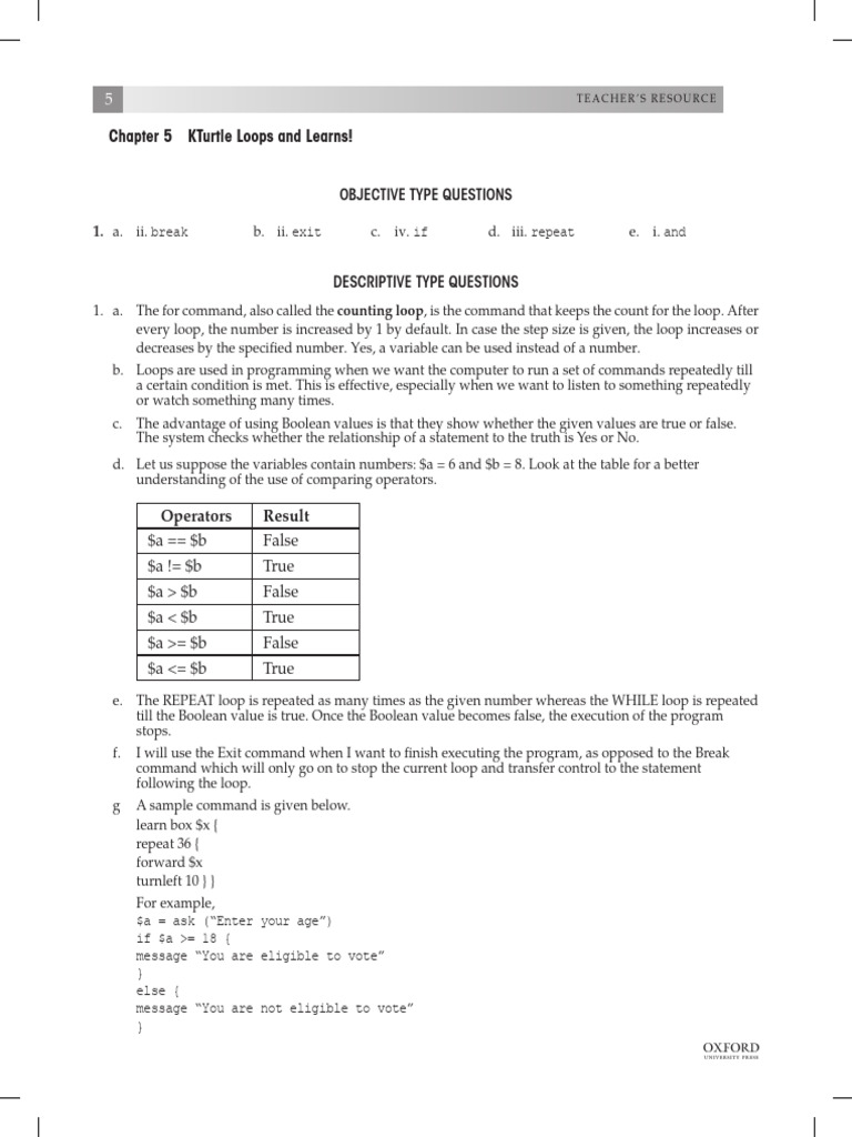 AnswerKey Chapter5 | PDF | Control Flow | Software Development
