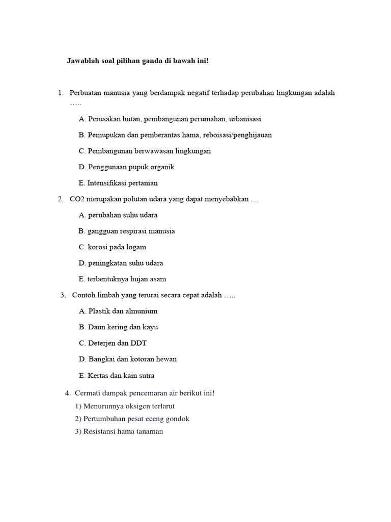 Soal Pilgan Kelas X | PDF
