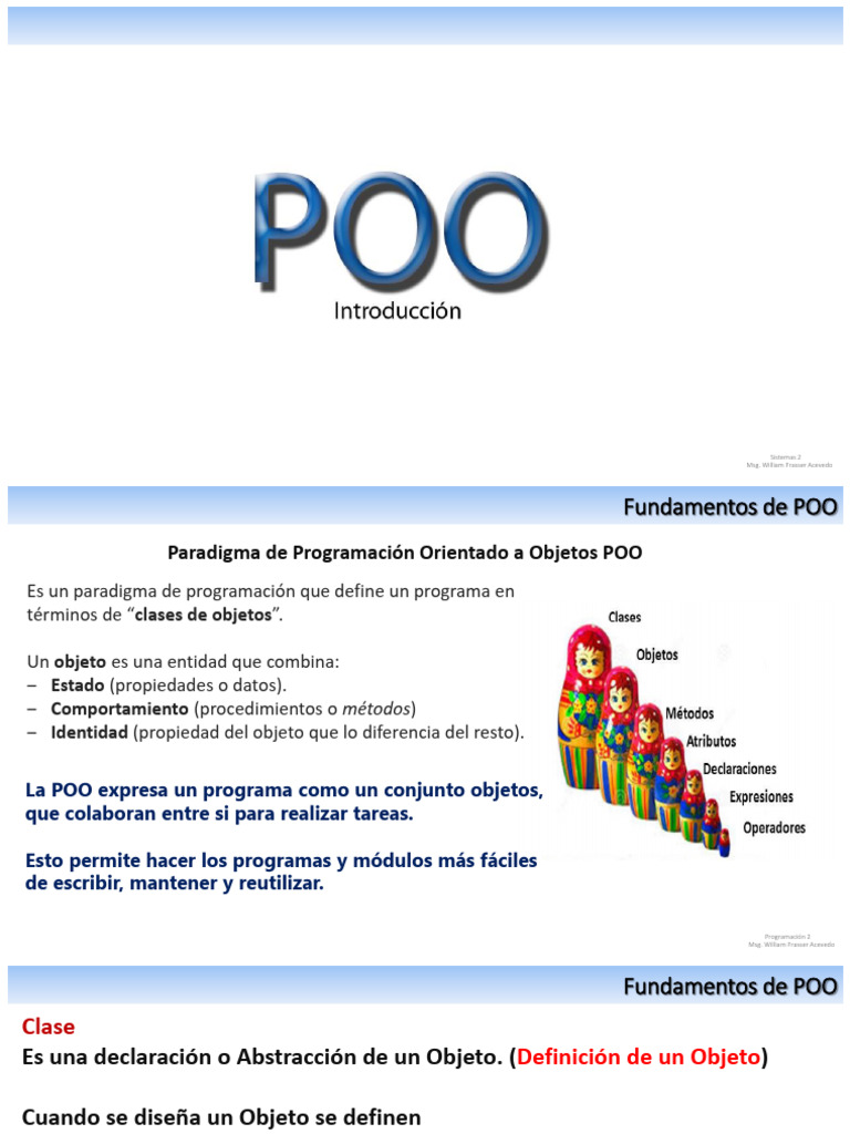 Fundamentos Programacion Orientada A Objetos Pdf Objeto Informática Programación