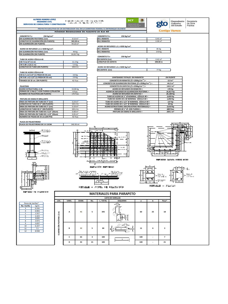 Elesec-Pa3-Et-03 - Plano de Parapeto en Eje 40 | PDF | Ingeniero civil | Ingeniería