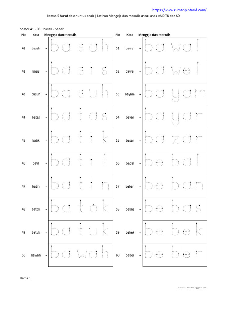 Lembar Latihan Menulis Untuk Anak 3 | PDF