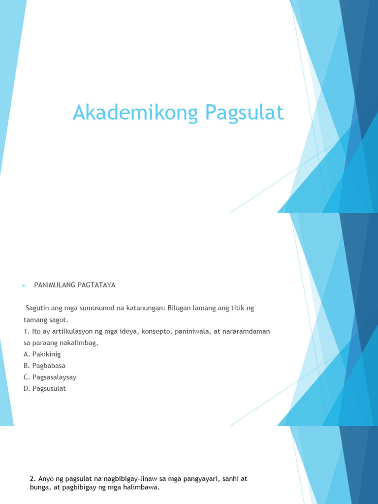 Akademikong Pagsulat 1 Unang Kwarter | PDF