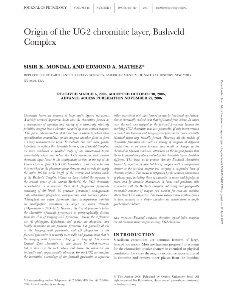 Ug2 Cromitite Layer | PDF | Magma | Minerals