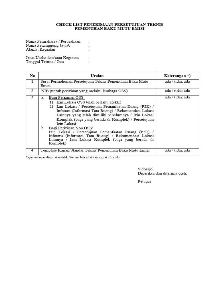 Checklist Pertek Bme | PDF