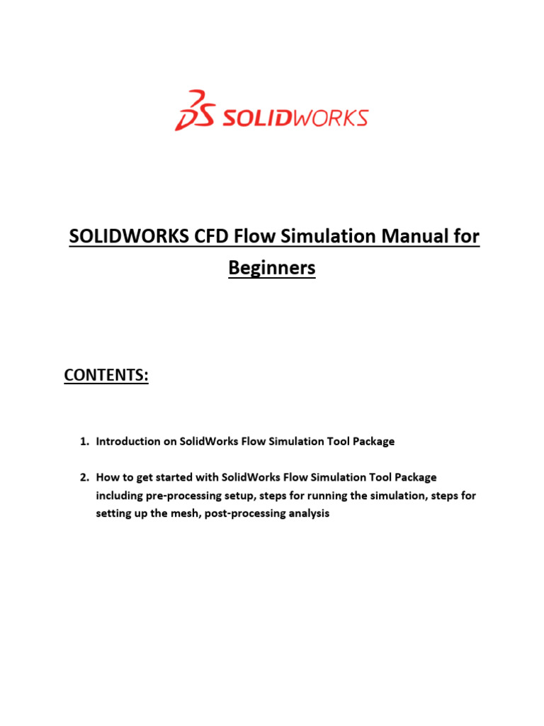SOLIDWORKS CFD Flow Simulation Manual For Beginner1 | PDF | Fluid ...