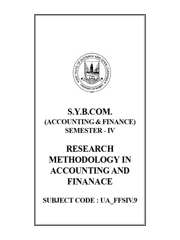 SYBCOM ACC FINSYBAF Sem 4 Research Methodology | PDF | Accounting ...