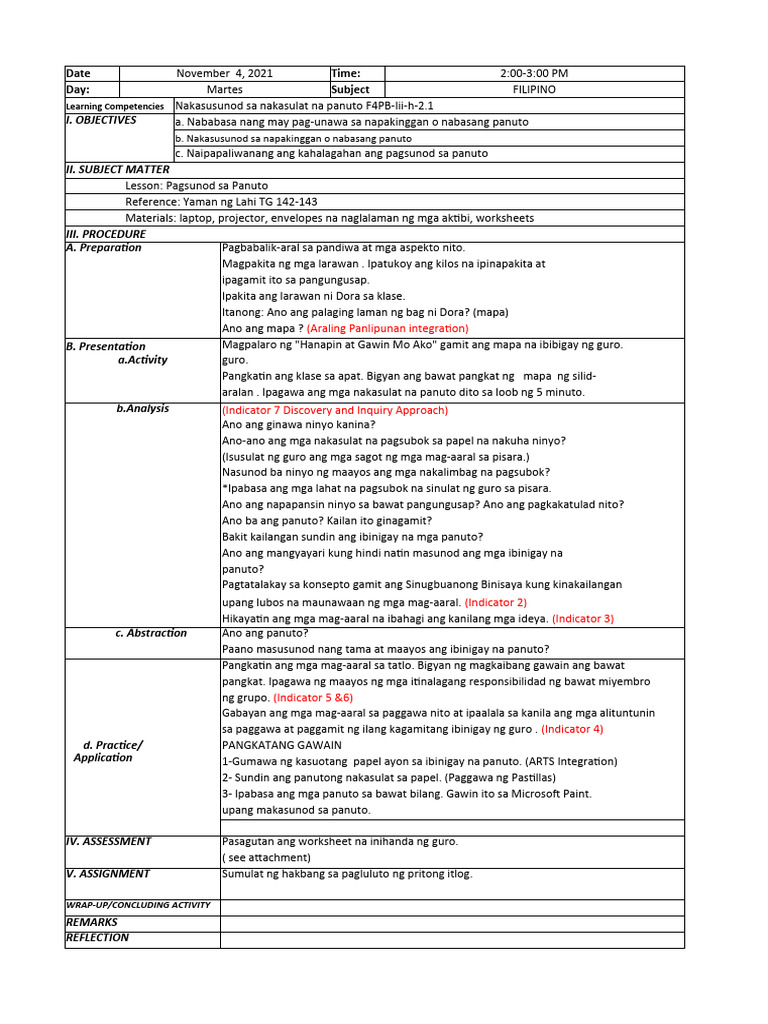 COT2 - Pagsundo Sa Panuto | PDF