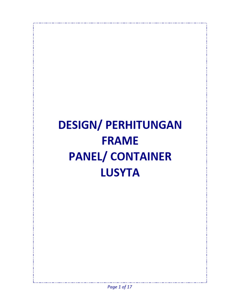 Calculation Design Frame Panel | PDF