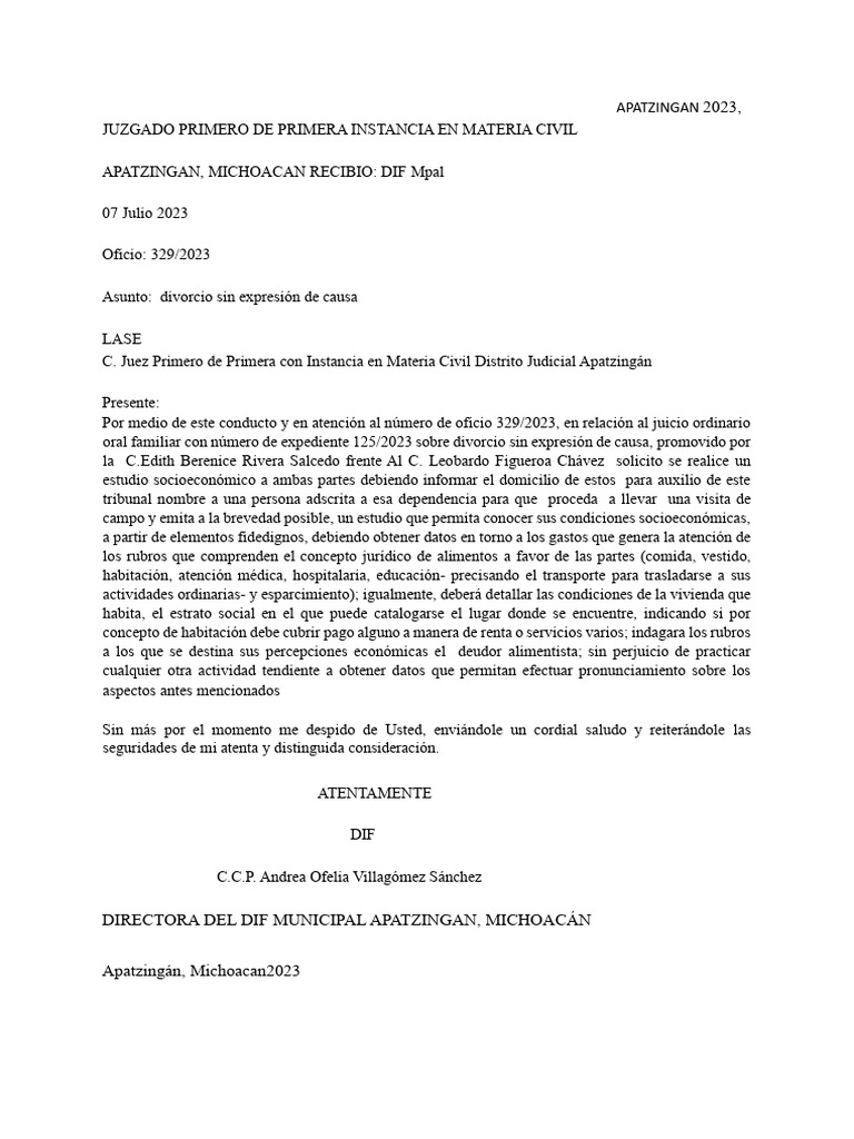 Oficio Del Dif - PDF NUEVOOOOOO | PDF