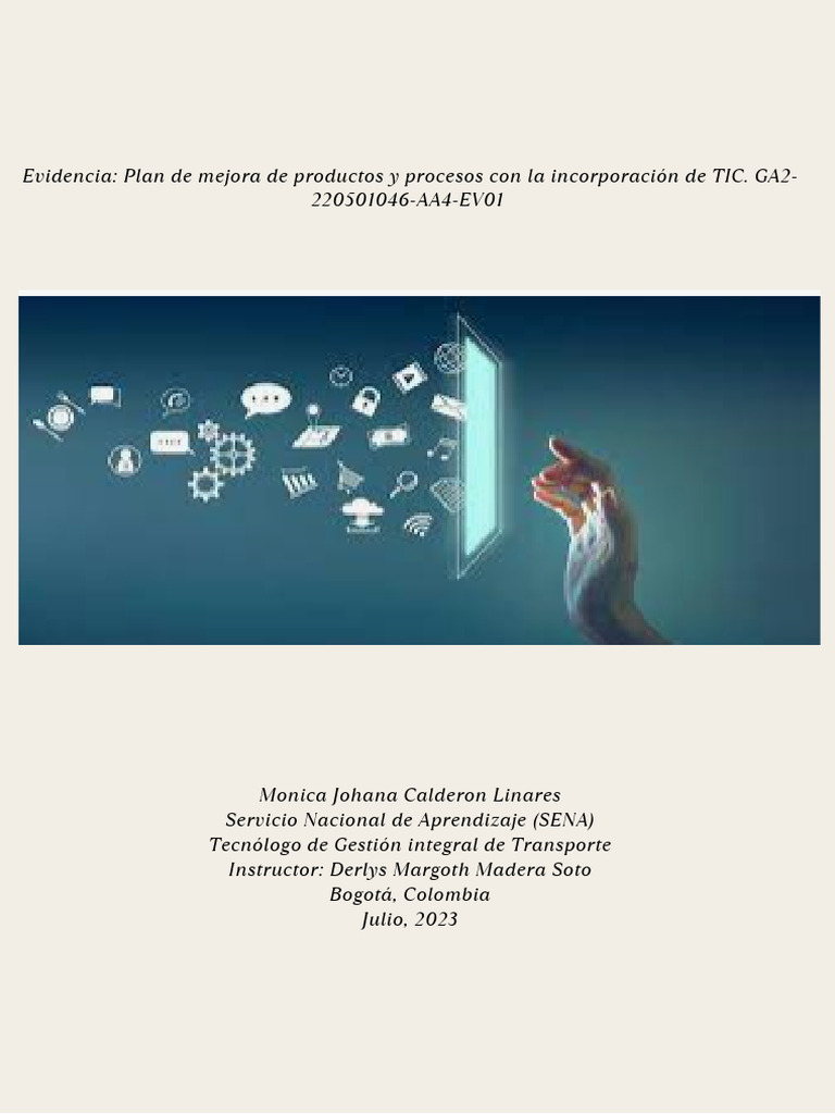 Plan de Mejora de Productos y Procesos Con La Incorporación de TIC ... Plan de Mejora de Productos y Procesos Con La Incorporación de TIC ...