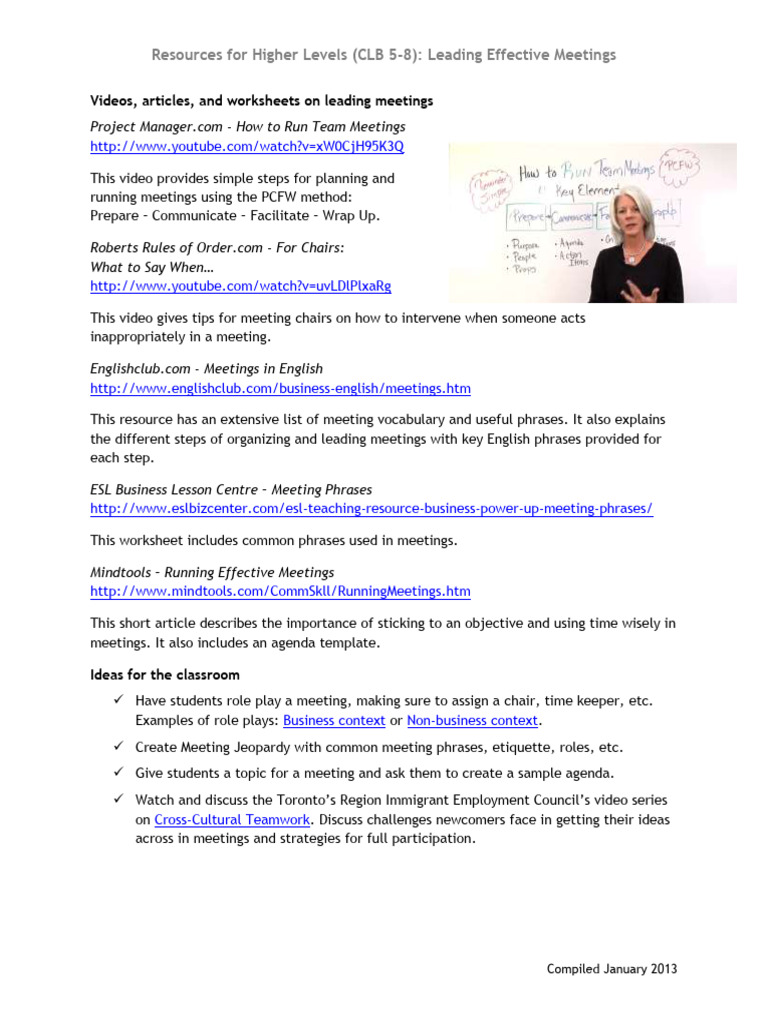 Resources For Higher Levels - Leading Effective Meetings | PDF | Career ...