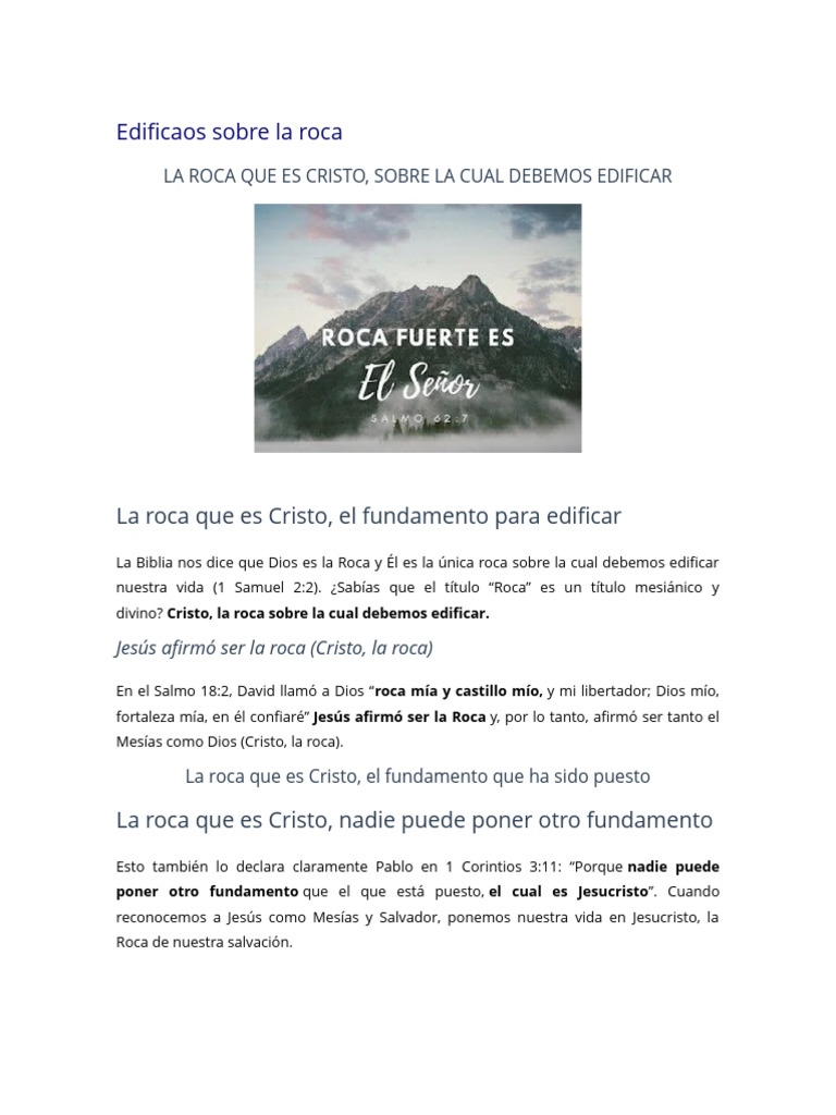 Edificaos Sobre La Roca | PDF | Jesús | Fe