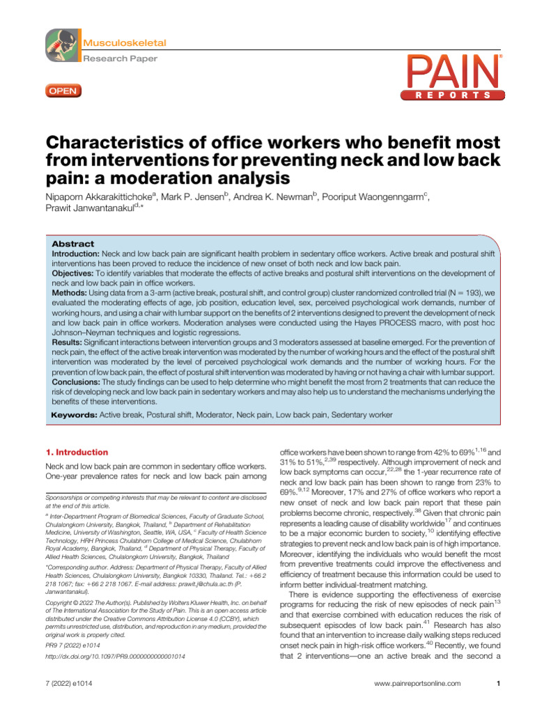Painreports 7 E1014 | PDF | Low Back Pain | Back Pain