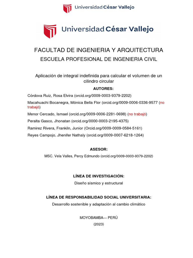 Informe Ii Mate - U2 | PDF | Integral | Sistema coordinado