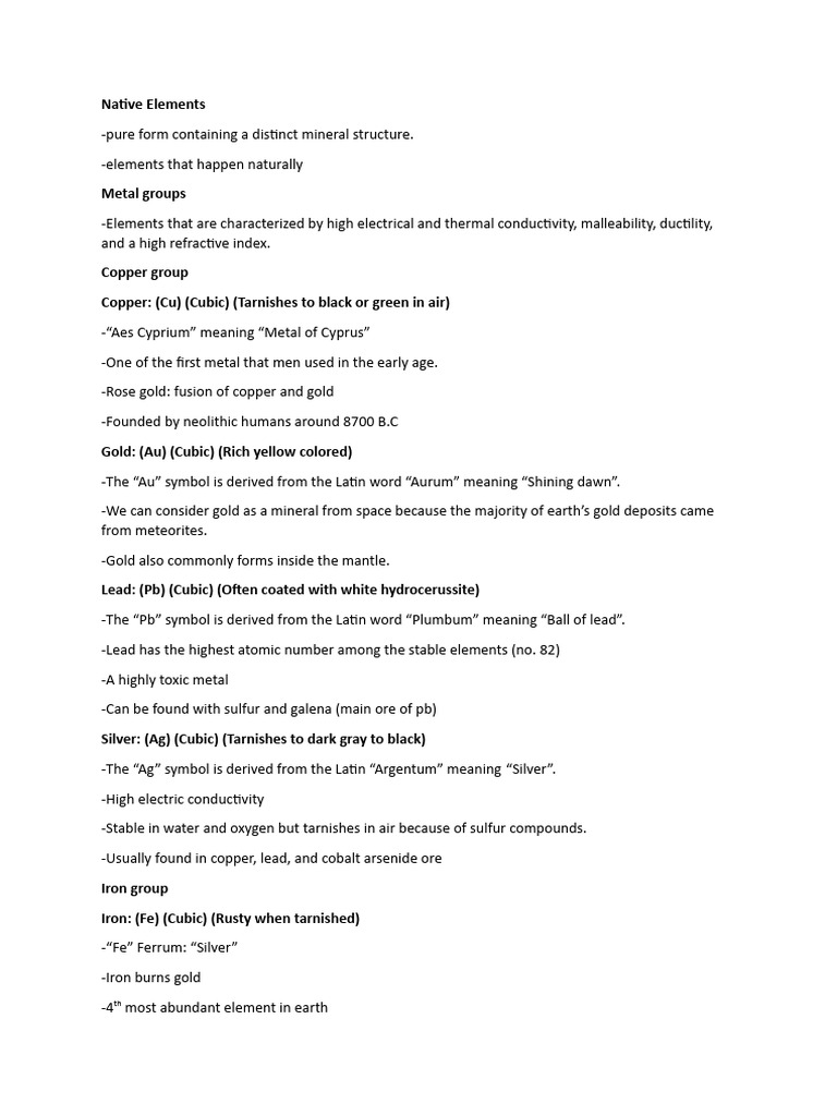 Native Elements | PDF | Silver | Metals