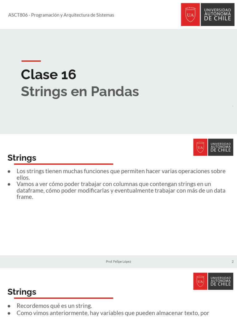 Clase 16 - Strings en Pandas | PDF | Cadena (informática) | Ingeniería ...