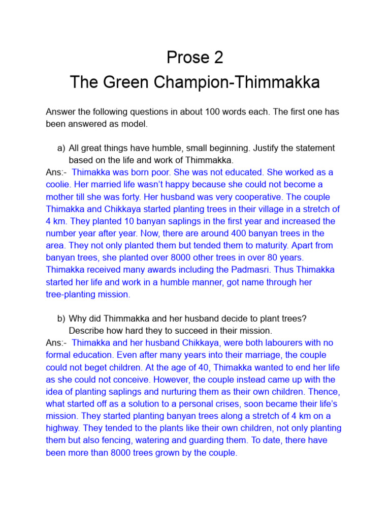 Thimmakka: The Green Champion's Journey | PDF | Home & Garden