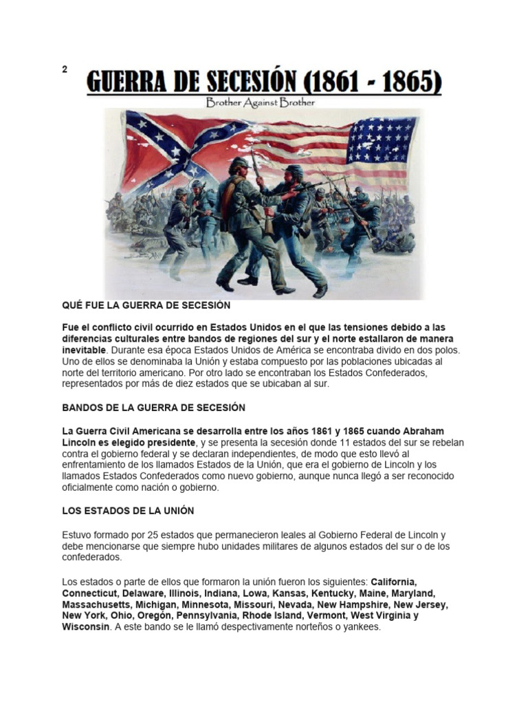 Guerra de Secesión | PDF | Guerra civil americana | Estados confederados de América
