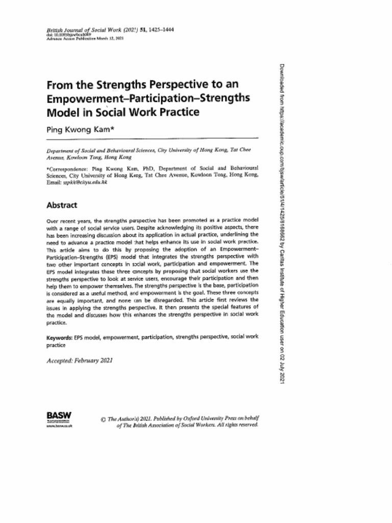 Kam - 2021 - From The Strengths Perspective To An Empowerment ...