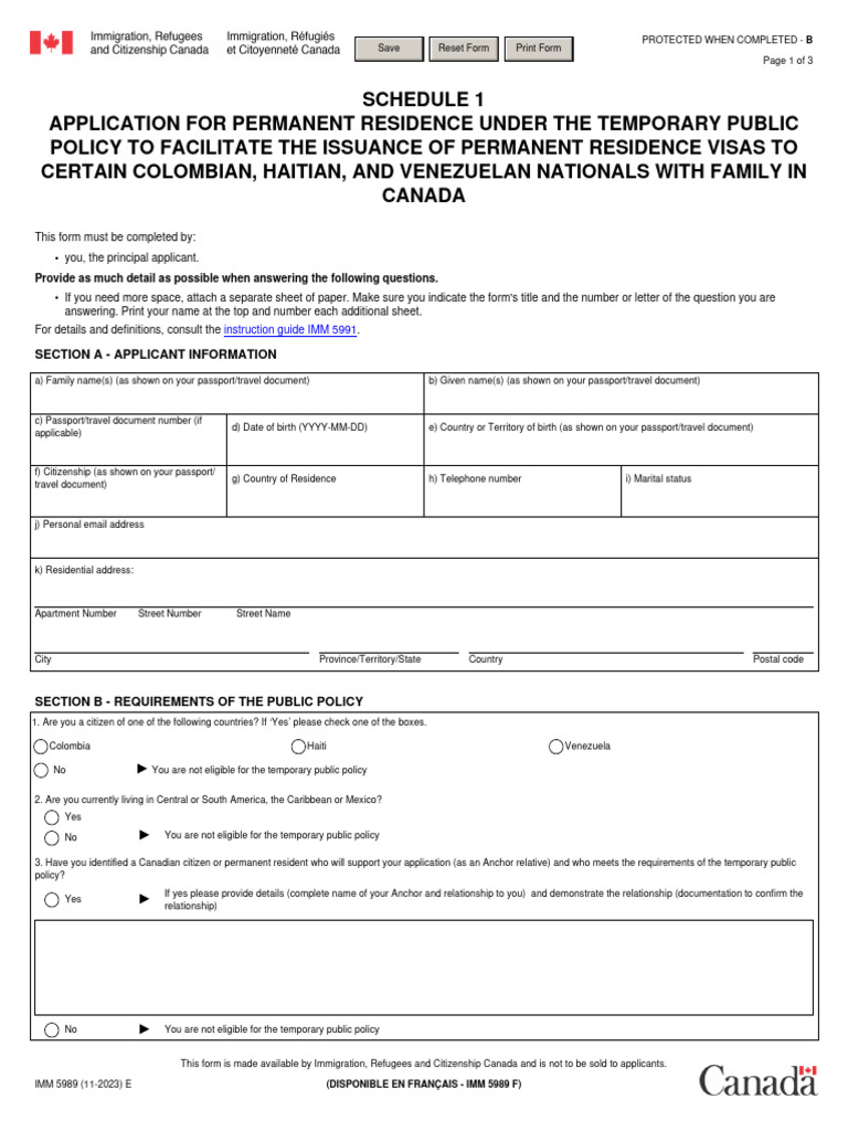Imm 5989 e | PDF | Government | Immigration