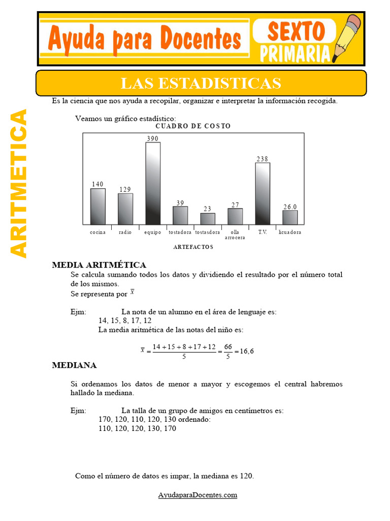 Ejercicios de Estadística para Sexto Grado | PDF | Mediana