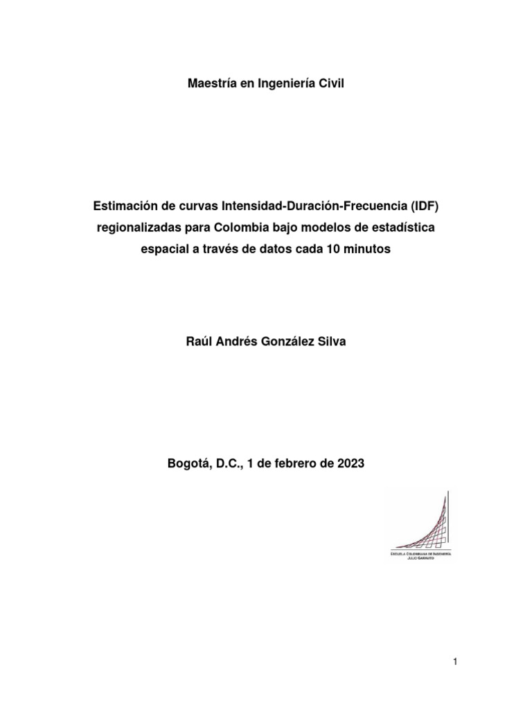 Curvas - IDF - Magdalena2023 | PDF | Precipitación | Hidrología