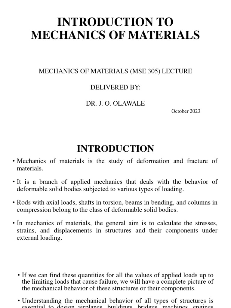 Module 1 - Introduction | PDF | Stress (Mechanics) | Fracture Mechanics Module 1 - Introduction | PDF | Stress (Mechanics) | Fracture Mechanics