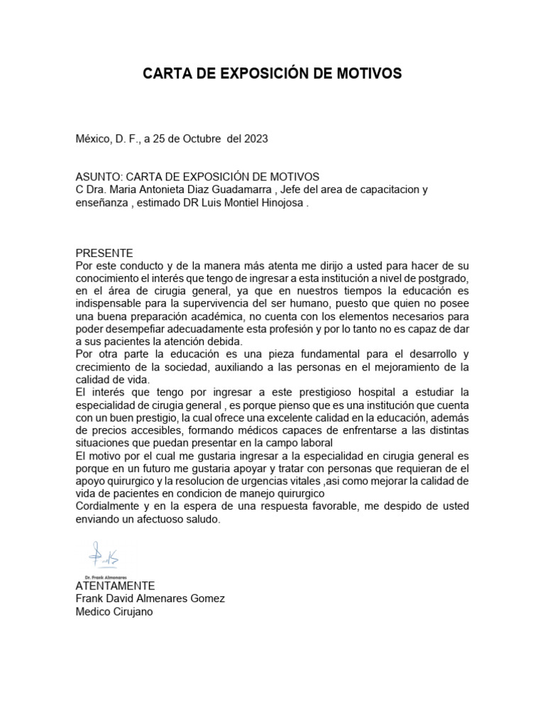Carta de Exposicion de Motivos | PDF