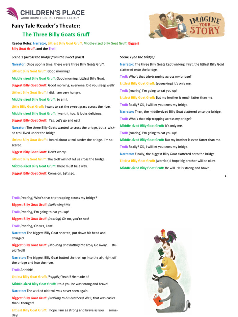 The Three Billy Goats Gruff Readers Theatre | Download Free PDF | Fairy ...