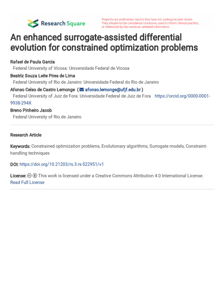 An Enhanced Surrogate-Assisted Differential Evolut | PDF | Mathematical Optimization ...