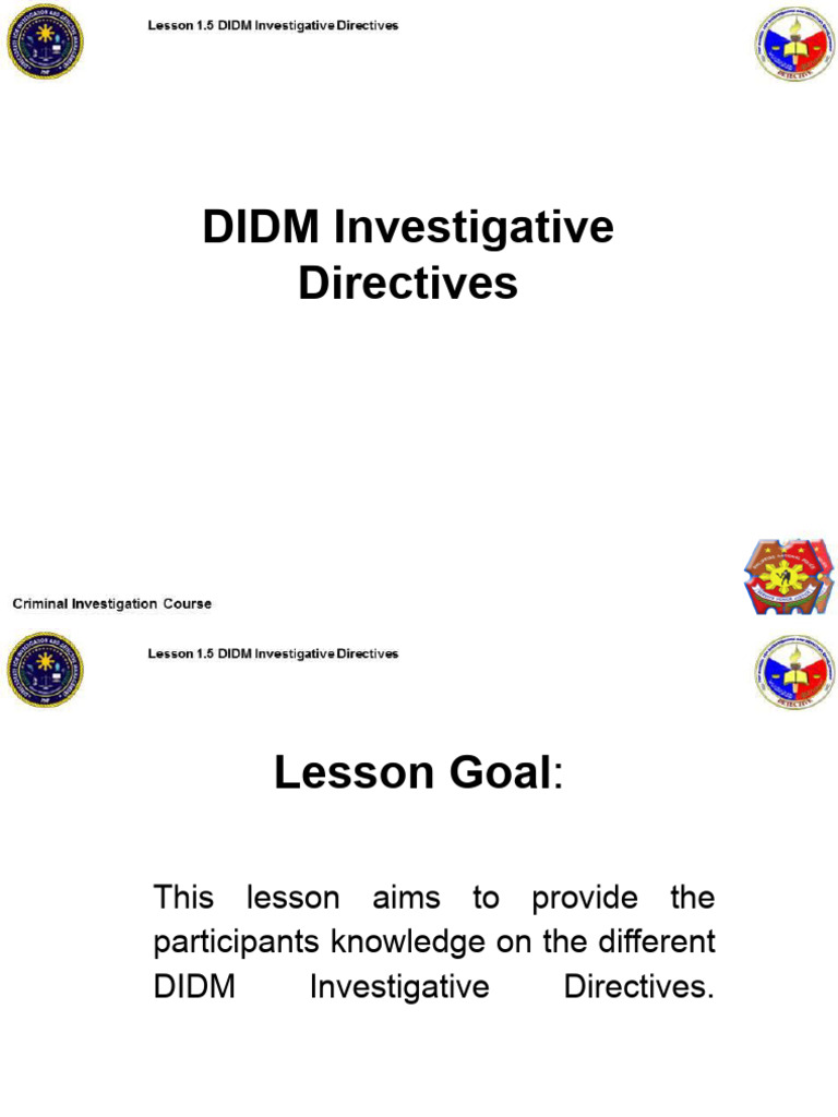 DIDM Investigative Directives Overview | PDF | Police | Prosecutor