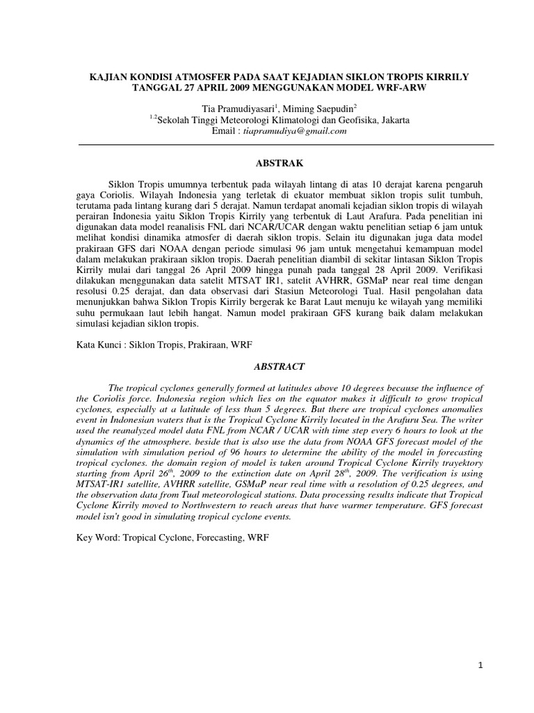 Analisa Kondisi Atmosfer Pada Siklon Tropis Kirrily | PDF