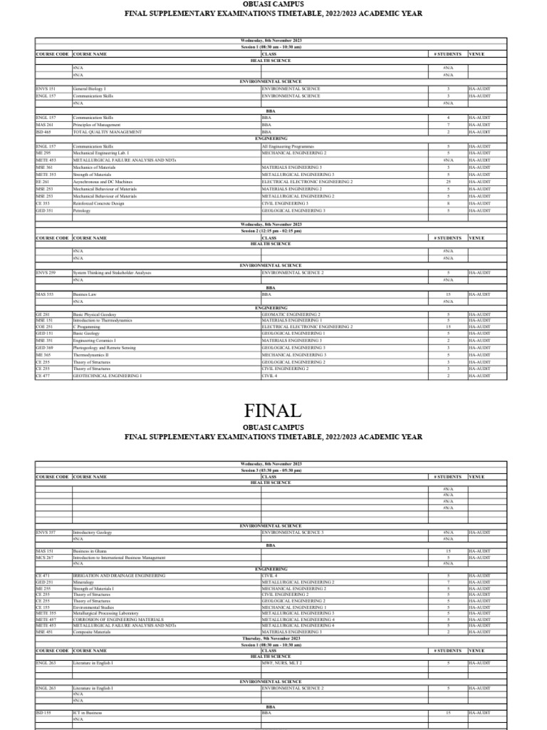 TIMETABLE | PDF | Engineering | Civil Engineering