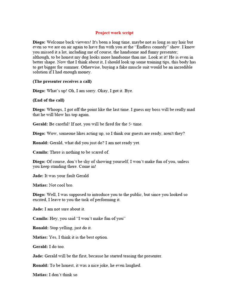 Project Work Script | PDF