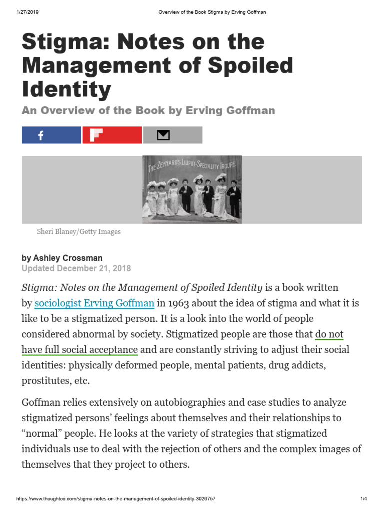 Stigma Book Overview by Goffman | PDF | Social Stigma | Emotions