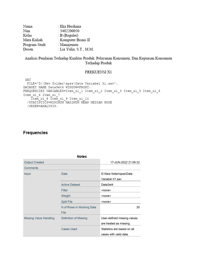 Tugas Spss Pdf Errors And Residuals Coefficient Of Determination