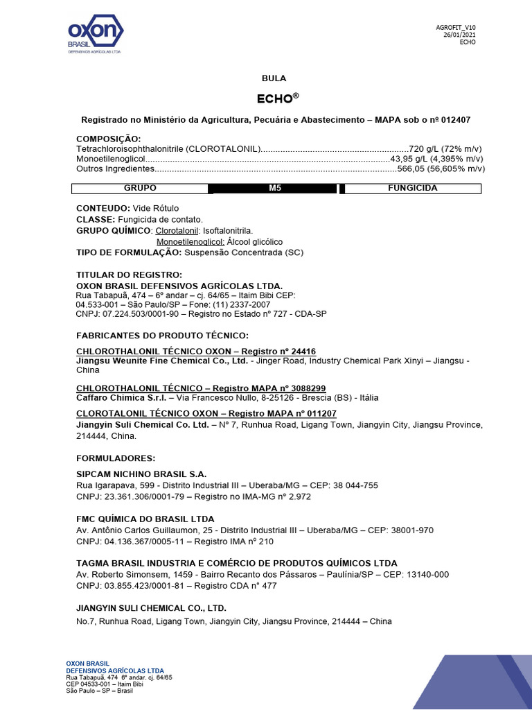 Echo 720 SC | PDF | Agricultura | Rato