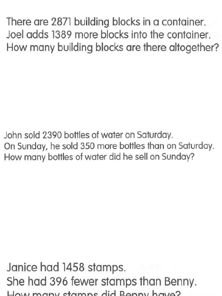 Word Problem Grade 3 | PDF