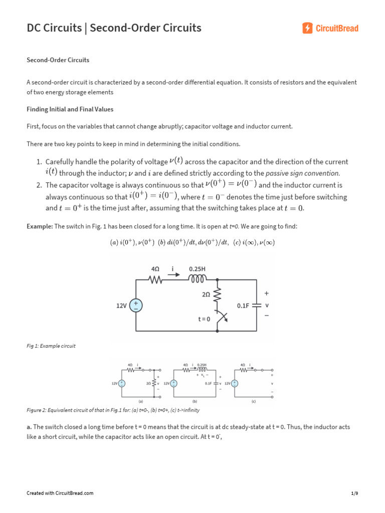 StudyGuides Second-OrderCircuits | PDF | Damping | Electrical Network