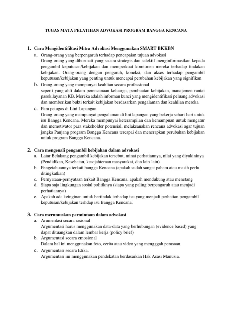 LFD - Advokasi - Meriam Kamangmau | PDF