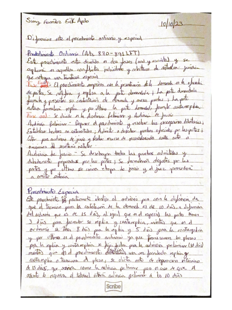 Diferencias Entre Procedimiento Ordinario y Especial y Conflictos en ... Diferencias Entre Procedimiento Ordinario y Especial y Conflictos en ...