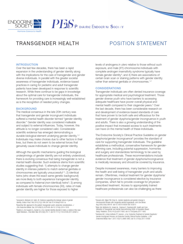 Position_Statement_Transgender_Health_PES | PDF | Gender Identity ...