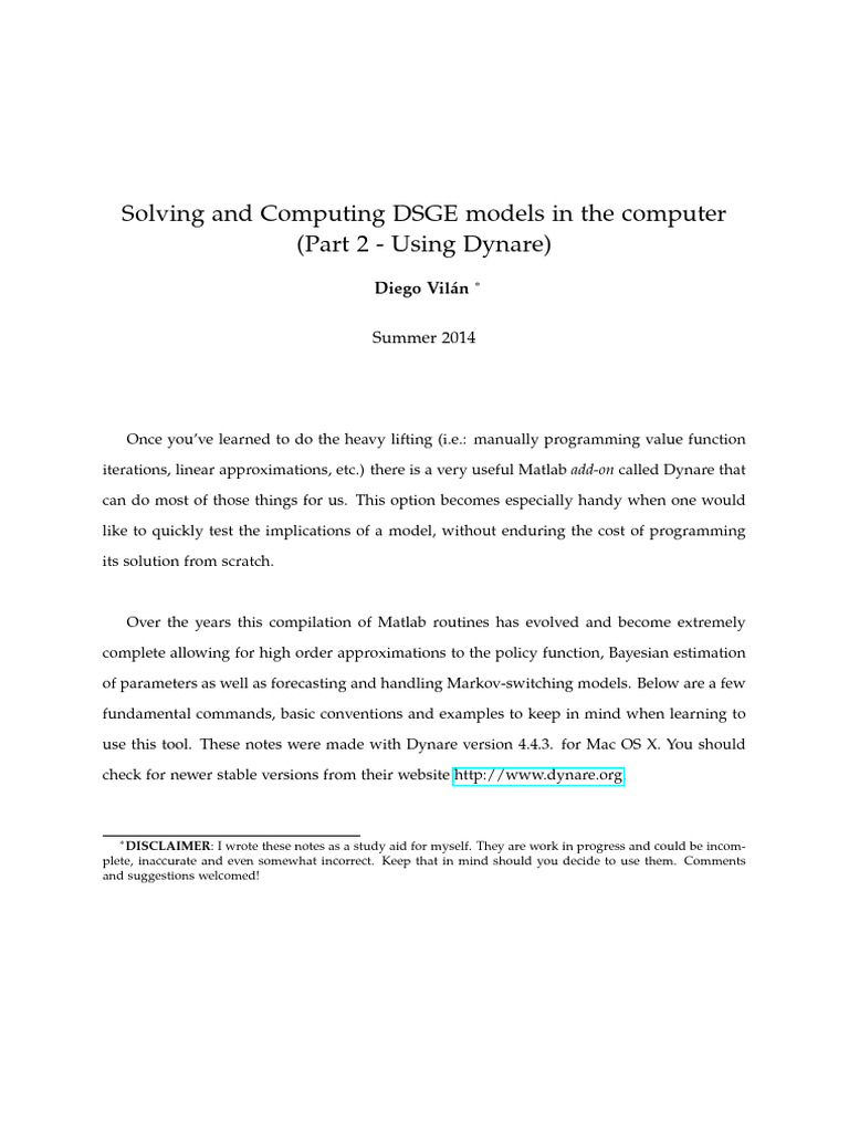 Vilan Dynare | PDF | Mathematics | Applied Mathematics