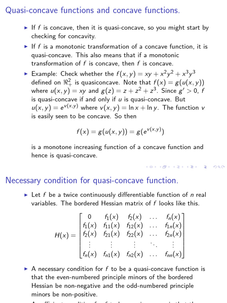 Quasiconcavityslides | PDF | Function (Mathematics) | Convex Set